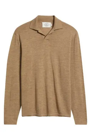 ALEX CRANE Tam Long Sleeve Merino Wool Polo - Bronze