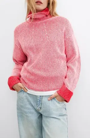 Desigual Ribbed Turtleneck Sweater - Pink