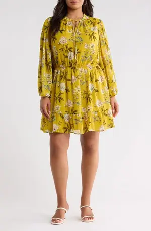 SUGARLIPS Paxton Balloon Sleeve Minidress - Gold-multi
