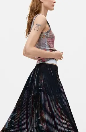 Desigual Floral Pleated Midi Skirt