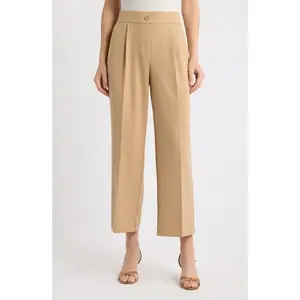 Anne Klein Pleated High Waist Wide Leg Pants - Light Coffee