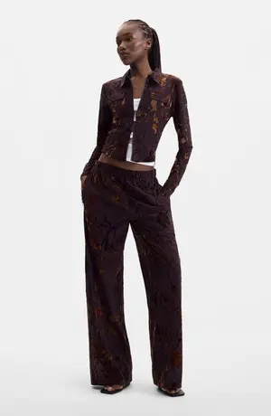 Desigual Devoré Velvet Floral Zip Top