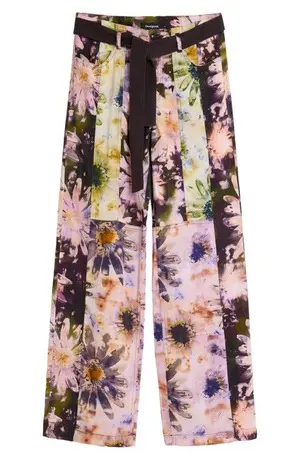 Desigual Floral High Waist Wide Leg Trousers