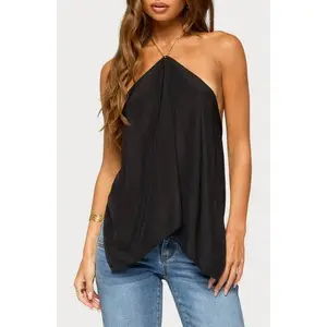 EDIKTED Elni Chain Backless Halter Top - Black