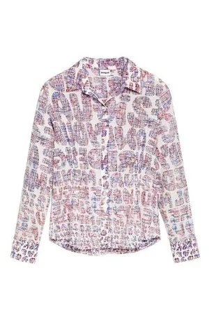 Desigual Print Cotton Long Sleeve Shirt - Red