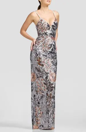 Dress The Population Cammie Sequin Floral Gown