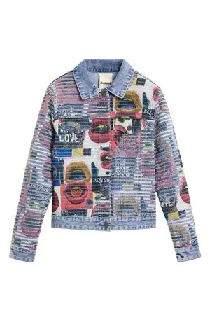 Desigual Printed Cotton Denim Jacket