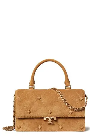 Tory Burch Mini Bunny Knot Suede Handbag - Toffee