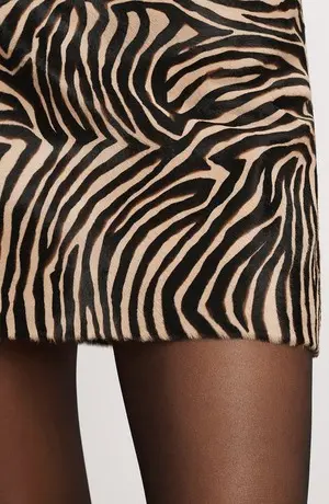 Veronica Beard Ohemia Zebra Print Genuine Calf Hair Skirt