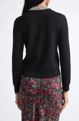 Veronica Beard Daro Embellished Merino Wool Cardigan