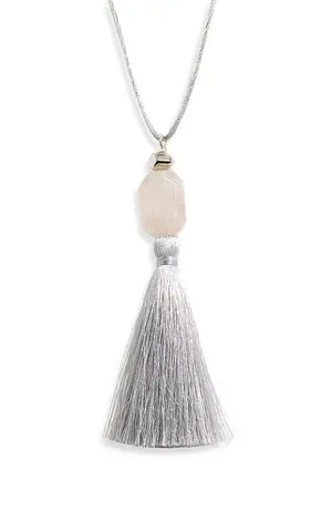 PANACEA Genuine Stone Tassel Pendant Necklace