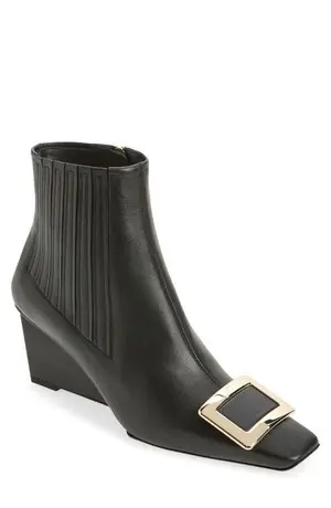 ROGER VIVIER Belle Vivier Leather Wedge Bootie