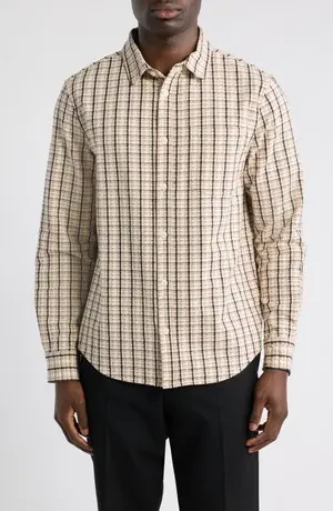 WAX LONDON Shelly Long Sleeve Dobby Check Shirt - Ecru/red