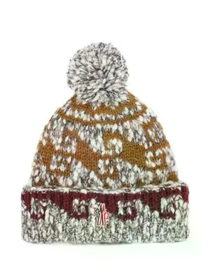 Moncler Pom-pom Intarsia-knit Beanie Hat - Neutrals