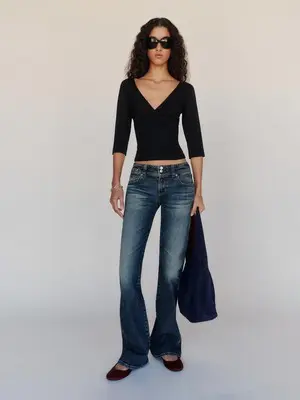 REFORMATION Brent Stretch Low Rise Bootcut Jeans Denim - Blue