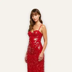 L'AGENCE Lior Sequin Top - Red Sequin