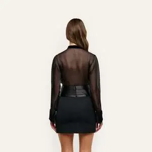 L'AGENCE Marisol Silk Velvet Bodysuit