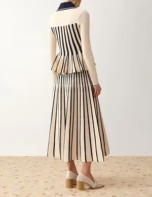 Zimmermann Clash Stripe Midi Skirt
