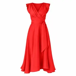 SACHA DRAKE Xenia Wrap Dress In Fire - Red