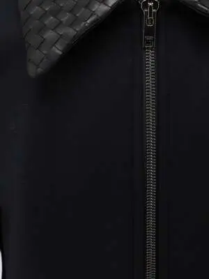 Bottega Veneta Wool Jacket With Leather Collar With Intrecciato Motif