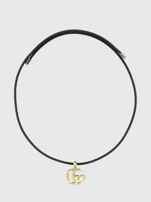 Gucci Gg Marmont Brass Choker Necklace With Sliding Monogram Charm - Black