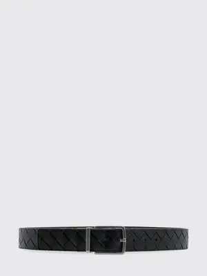 Bottega Veneta Intrecciato Woven Leather Belt With Pin Buckle - Black