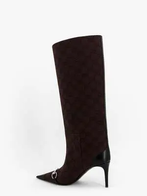Gucci Boots With Iconic Gg Canvas Horsebit