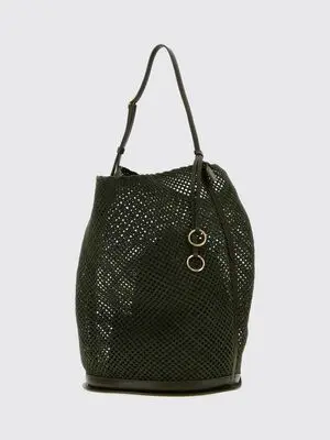 Alaïa Alai�a Hip Perforated Suede Leather Bucket Bag
