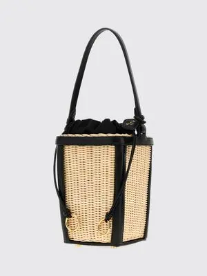 Alaïa Alai�a Wicker And Leather Mini Bucket Bag With Drawstring Closure