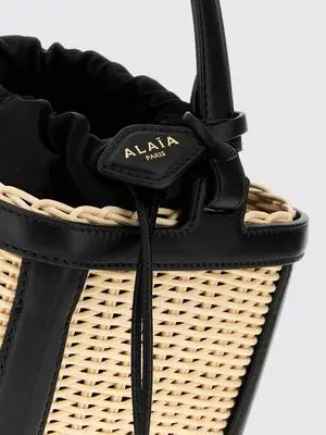 Alaïa Alai�a Wicker And Leather Mini Bucket Bag With Drawstring Closure
