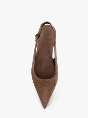 Brunello Cucinelli Suede Ballerinas With Side Monili Detail - Multicolor