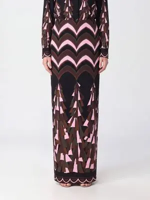 Emilio Pucci High-waisted Ethnic Print Cri�pe Long Pencil Skirt - Brown