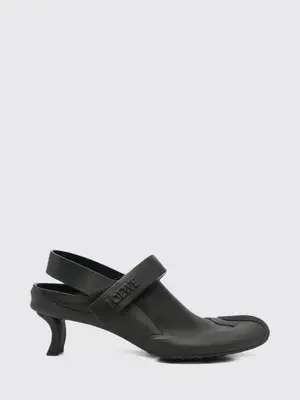 Loewe Dive Leather Slingback Pumps With A Low Curved Heel And Velcro Strap - Black