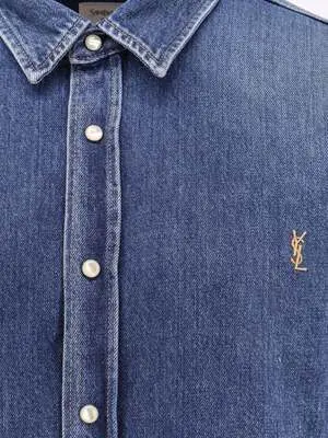Saint Laurent Horizon Blue Cassandre Denim Shirt