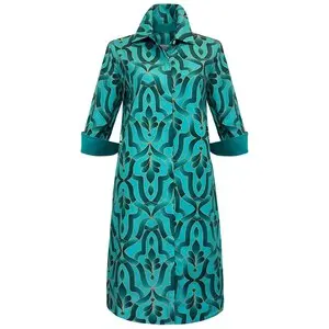 PERLAVERA Clara Tile Aqua Knee-length Missy Fit A Line Dress - Green