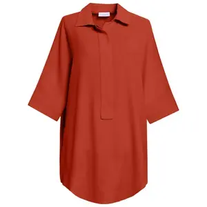 PERLAVERA Pinoly Brique Hidden Placket Three Quarter Sleeve Tunic