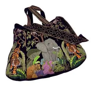 AEKA STUDIO The Paloma Luxe Hobo Bag Inky Embroidered Velvet Hobo Bag - Black