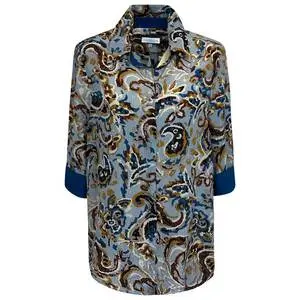 PERLAVERA Milo Iris Beach Silk Blouse - Blue