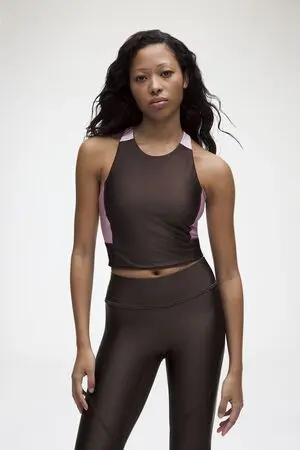GANNI X Lululemon Ruffle-trim Cropped Tank - Espresso