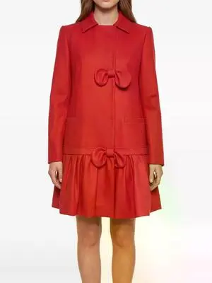 Red Valentino Bow-embellished Drop-waist Coat - Red