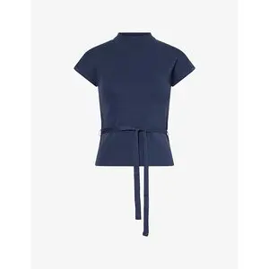 4TH & RECKLESS Mirabelle Tie-waist Woven Top - Navy