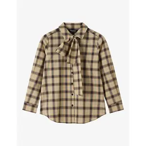 Whistles Checked Detachable-scarf Stretch-woven Shirt