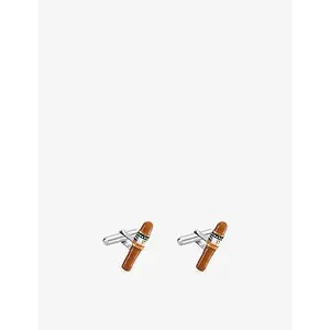 POUBEL Cigar Enamelled Sterling Cufflinks - Silver