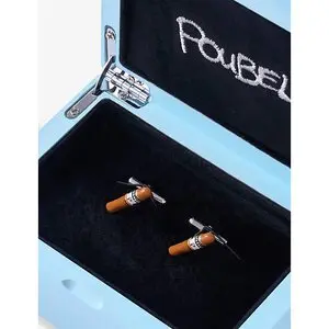 POUBEL Cigar Enamelled Sterling Cufflinks