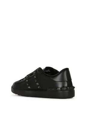 Valentino Garavani Sneaker | Rockstud Untitled | Vitello Tecnic Calf/ Ruthenium Stud - Black