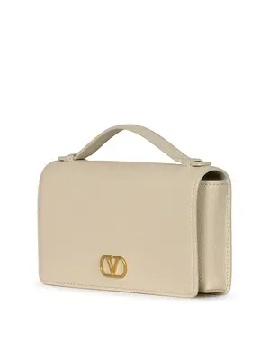 Valentino Garavani Wallet W/strap | Vlogo Signature | Vit. Soft Grain/a.brass Logo