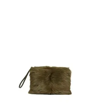 Proenza Schouler Leather & Shearling Pouch Bag - Khaki