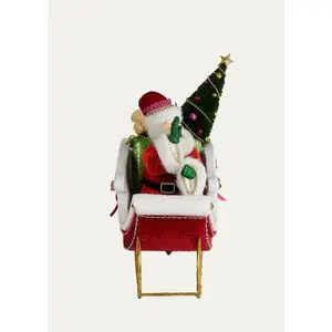 KATHERINE'S COLLECTION Merry & Magnificent Christmas Papa Noel With Sleigh Tabletop Doll