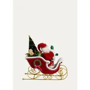 KATHERINE'S COLLECTION Merry & Magnificent Christmas Papa Noel With Sleigh Tabletop Doll