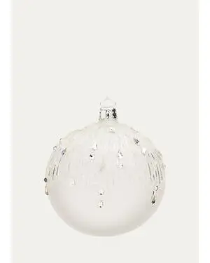 Bergdorf Goodman Rhinestone Frost Ball Christmas Ornat - Silver